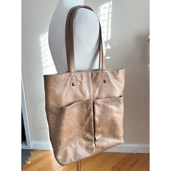 Frye | Bags | Frye Brown And Tan Leather Tote Bag With Classic Design ...